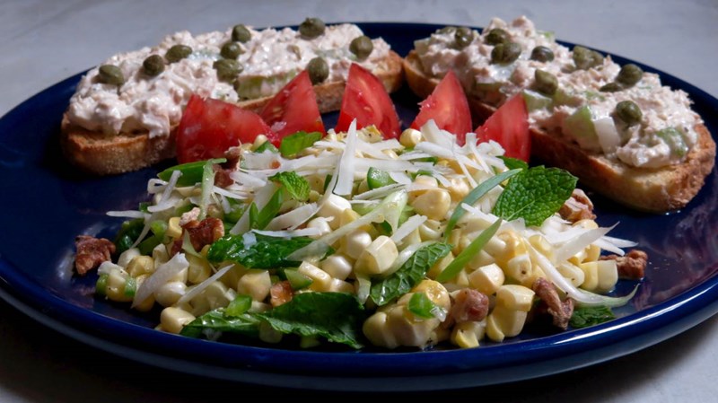 Raw corn with walnuts, mint, and chiles recipe | Eat Your Books
